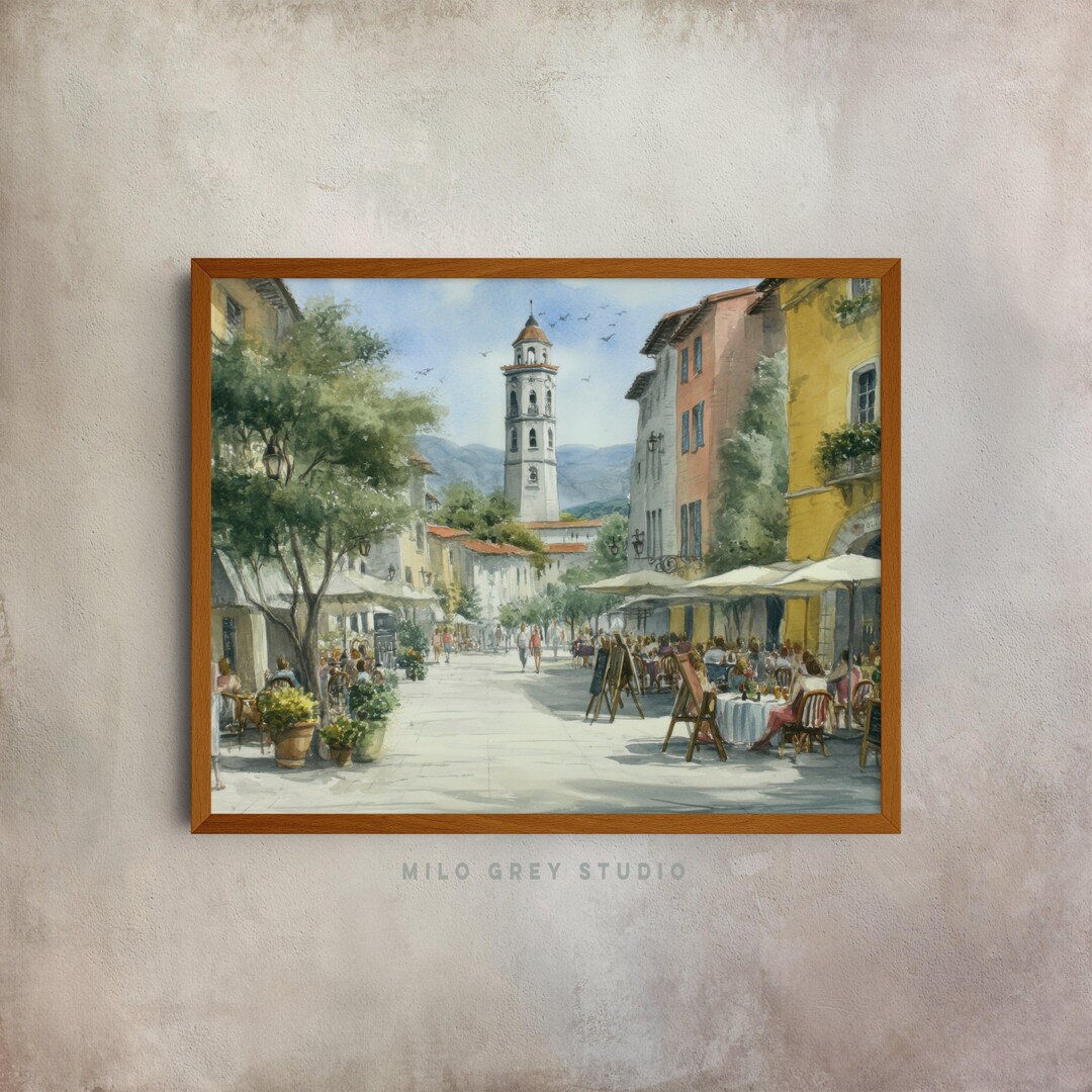 Italian Cafe Wall Art, Printable European Scene, Romantic Digital ...