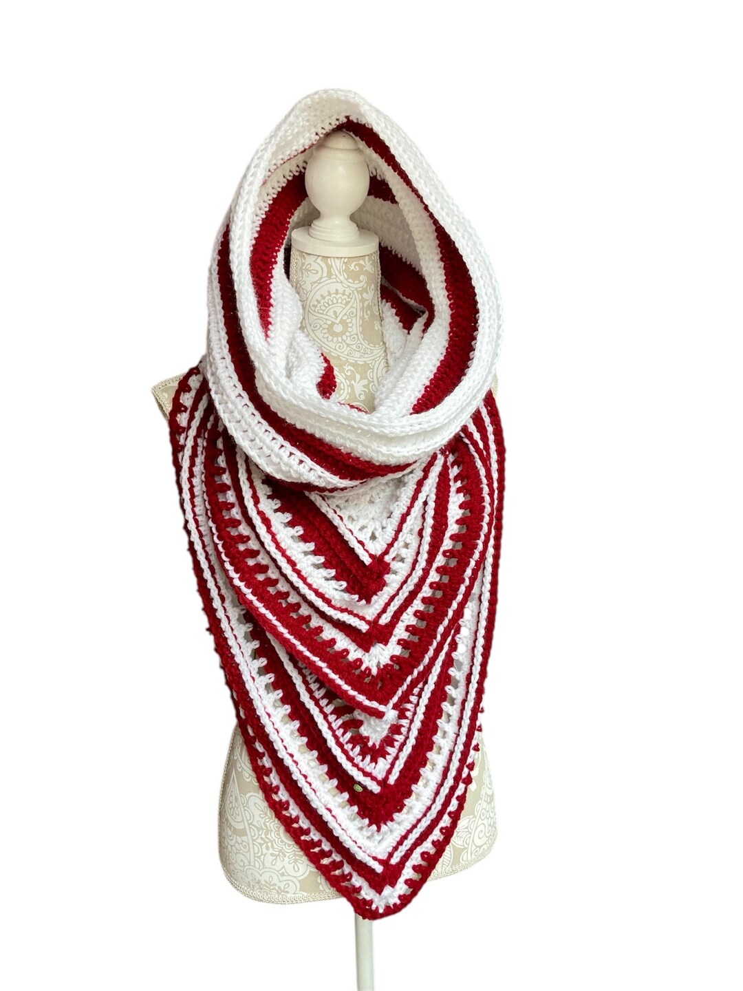 Wild Oleander Hooded Scarf, Candy Cane,scoodie, Cowl, Scarf, Winter ...