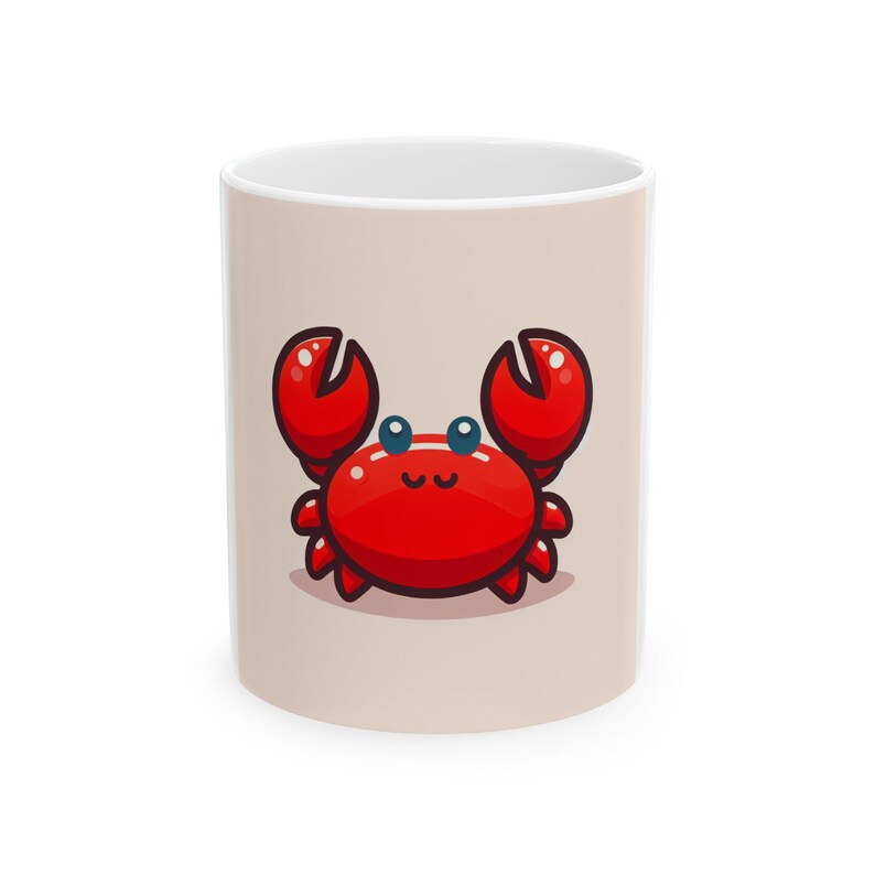 Ceramic Mug, Cute Red Crab Mug - Ocean Sea Beach Animal Lover Gift ...
