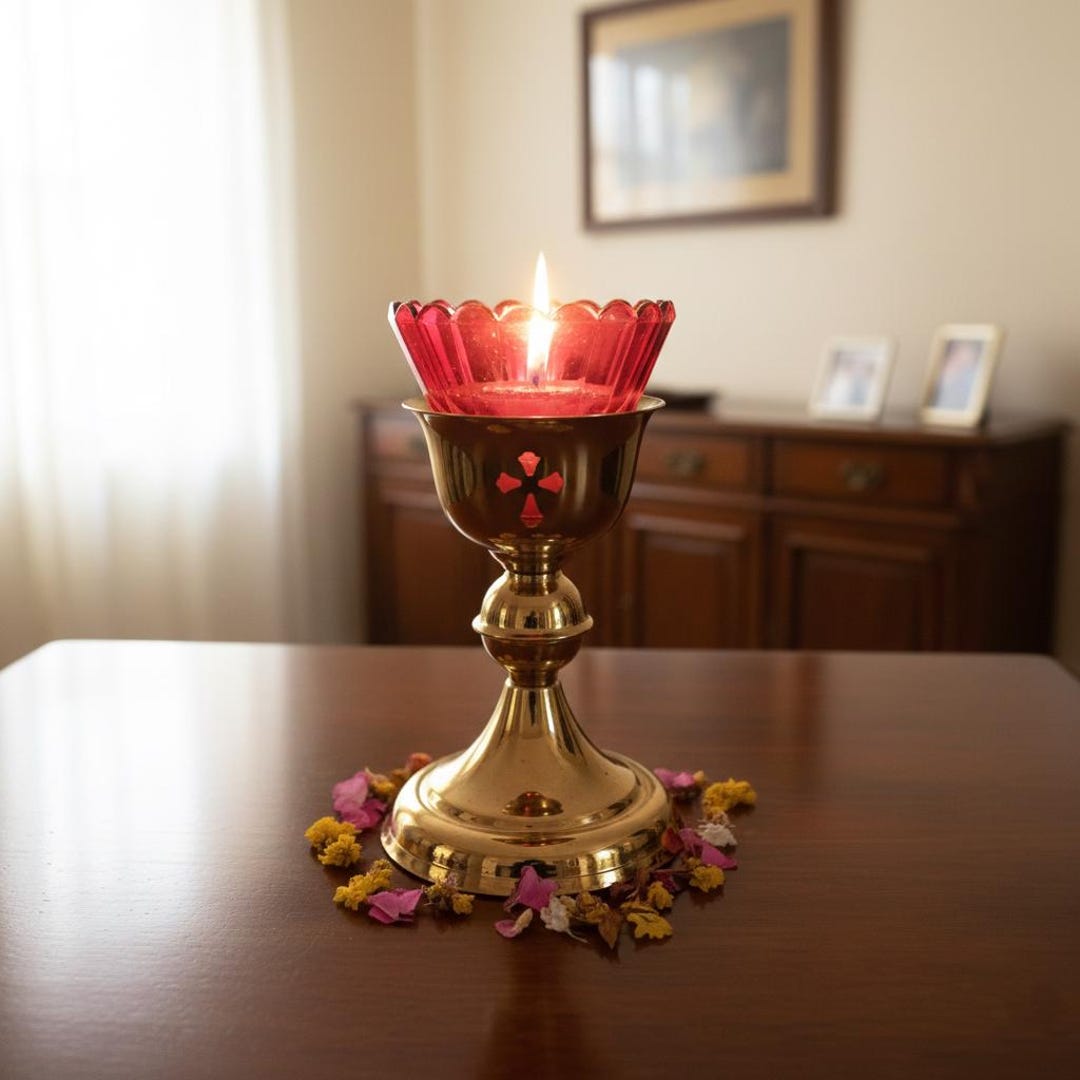 Metal Table Icon Lamp 4.13×5.51 In, Orthodox Lamp, Oil Lamp, Icon Lamp ...