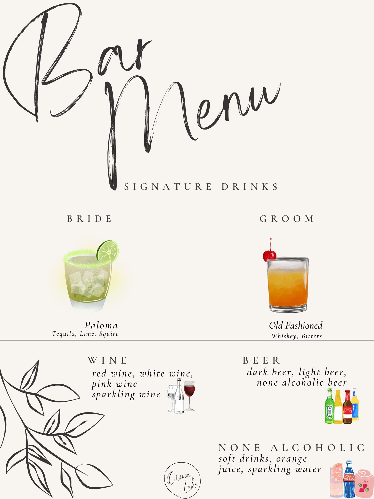 Bar Menu Template, Modern Editable Drink Menu Template, Bar Menu ...