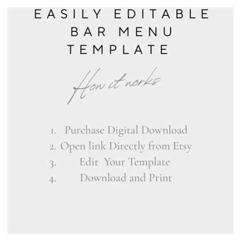 Bar Menu Template, Modern Editable Drink Menu Template, Bar Menu ...