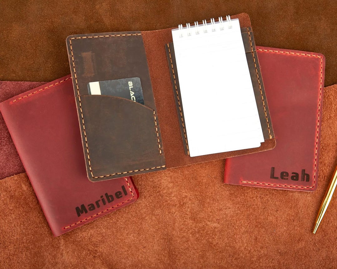 100% Genuine Leather Mini Pocket Notepad Holder ,personalized 3"x5" Top ...