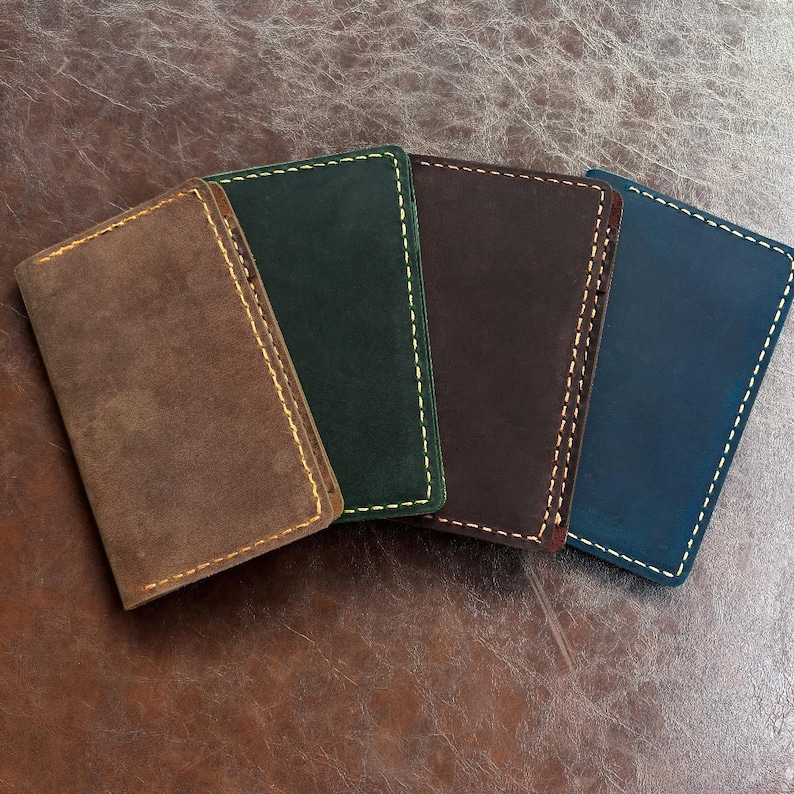 Personalized Crazy Horse Leather Mini Notepad Holder, 3x5 Refillable ...