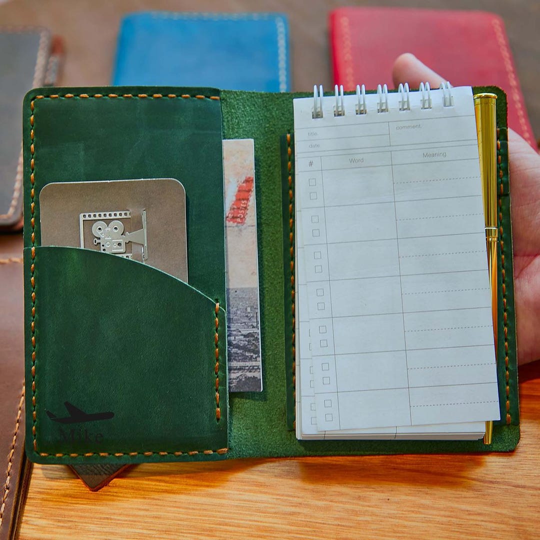 Personalized Leather Mini Notepad Holder: 3x5 Genuine Cowhide Cover - Etsy