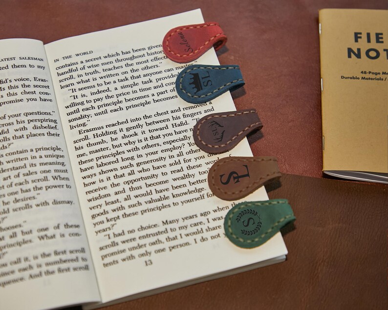 Engraved Leather Magnetic Bookmark: Personalized Book Clip - Etsy UK