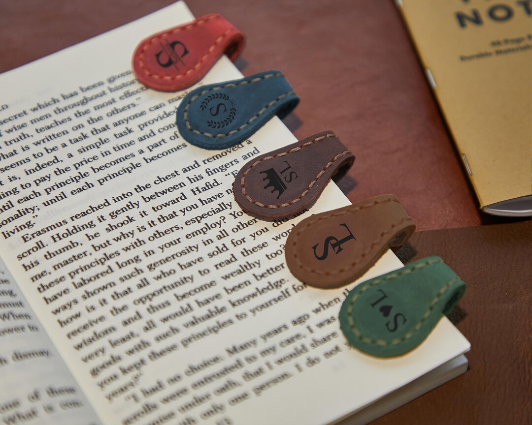 Custom Logo Leather Bookmark With Pen Holder, Personalized Gift - Etsy