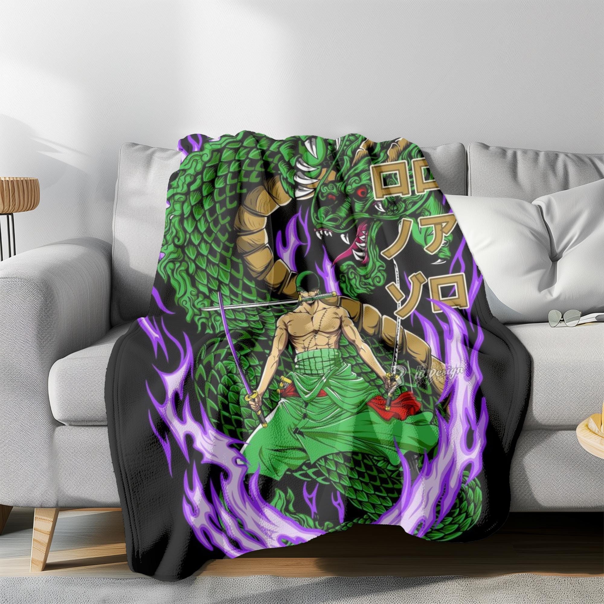 One Piece Blanket Roronoa Zoro Blanket Zoro and Dragon Art Roronoa Zoro ...