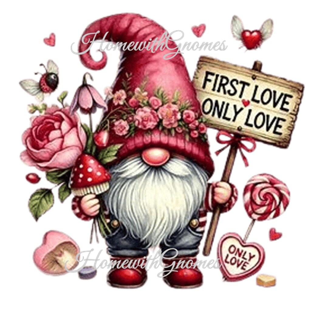 100 PNG Valentine Gnomes Clipart – Whimsical Cute Love Gnomes, Flowers ...