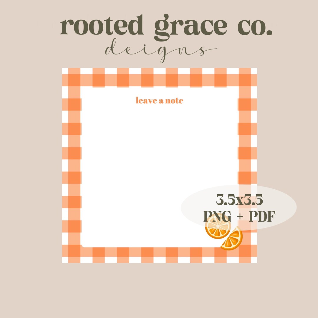 Orange Plaid Digital Printable Notepad | Printable Planner Pages ...