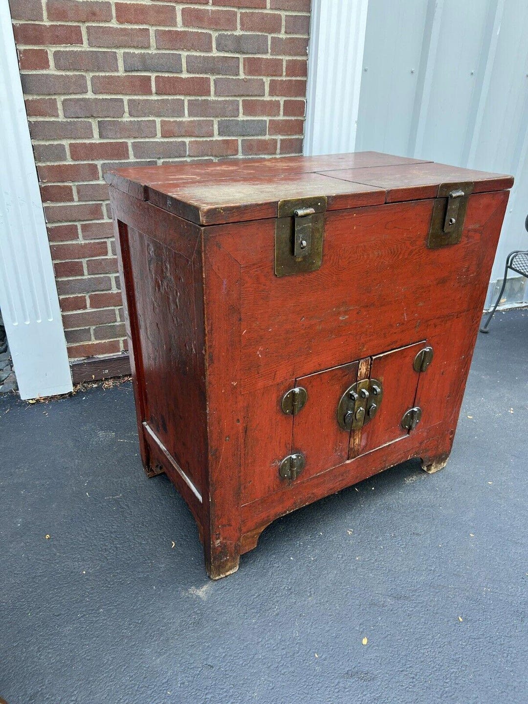 Antique Chinese Ming Style Red Lacquered Money Coin Trunk Chest - Etsy