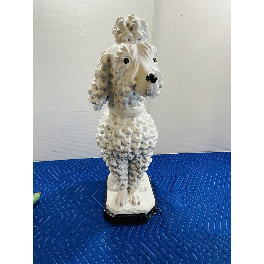 1950s Vintage French Poodle Statue Concrete Stone Painted Rare Garden ...