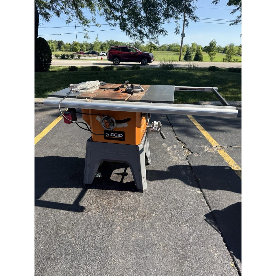 RIDGID 13-amp 10" Professional Cast Iron Table Saw R4512 on Base ...