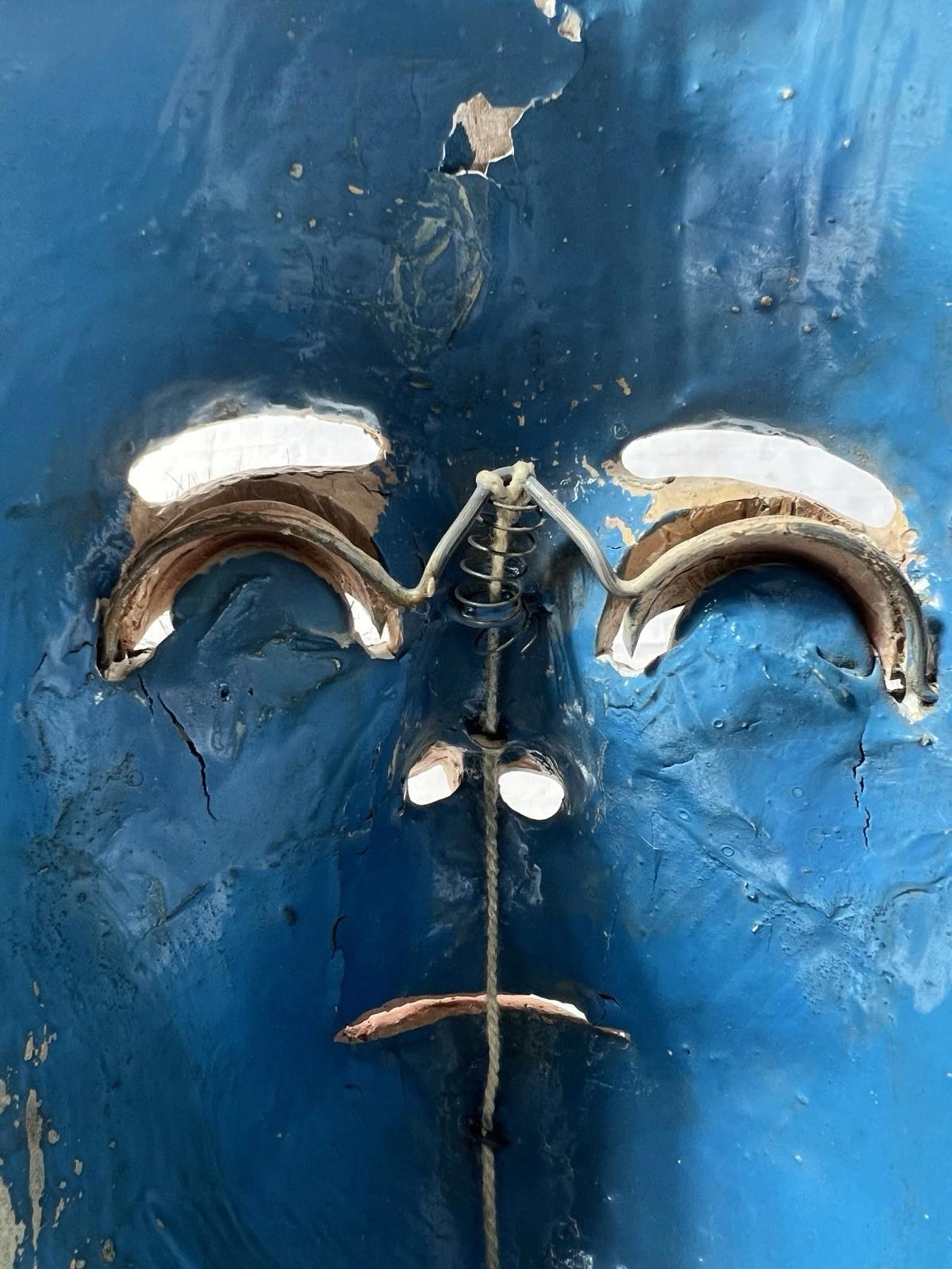 Mexican Folk Art Catrine Dandy Mask W/ Glass Eyes Moving Eyelids Gold ...