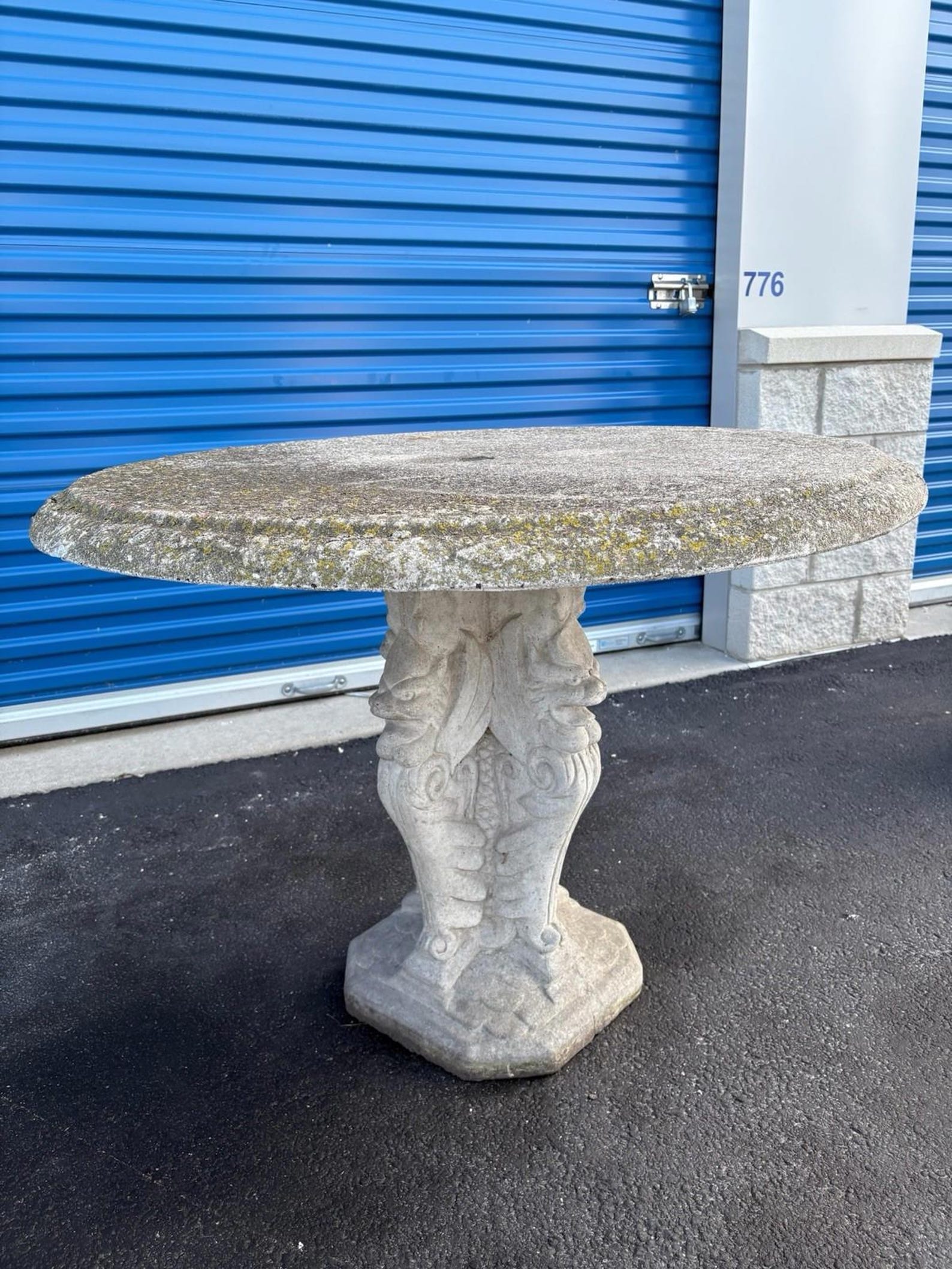 Vintage Coastal Cast Concrete Grotto Table Outdoor Garden Patio Decor ...