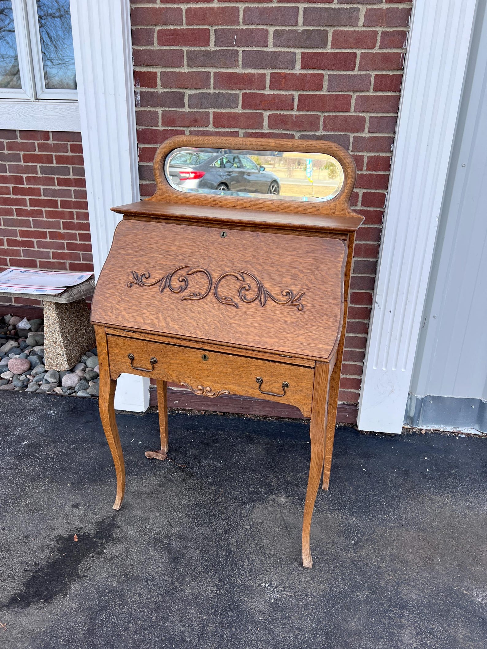 Antique Larkin Co. Victorian Oak Wood Drop Front Secretary Desk ...