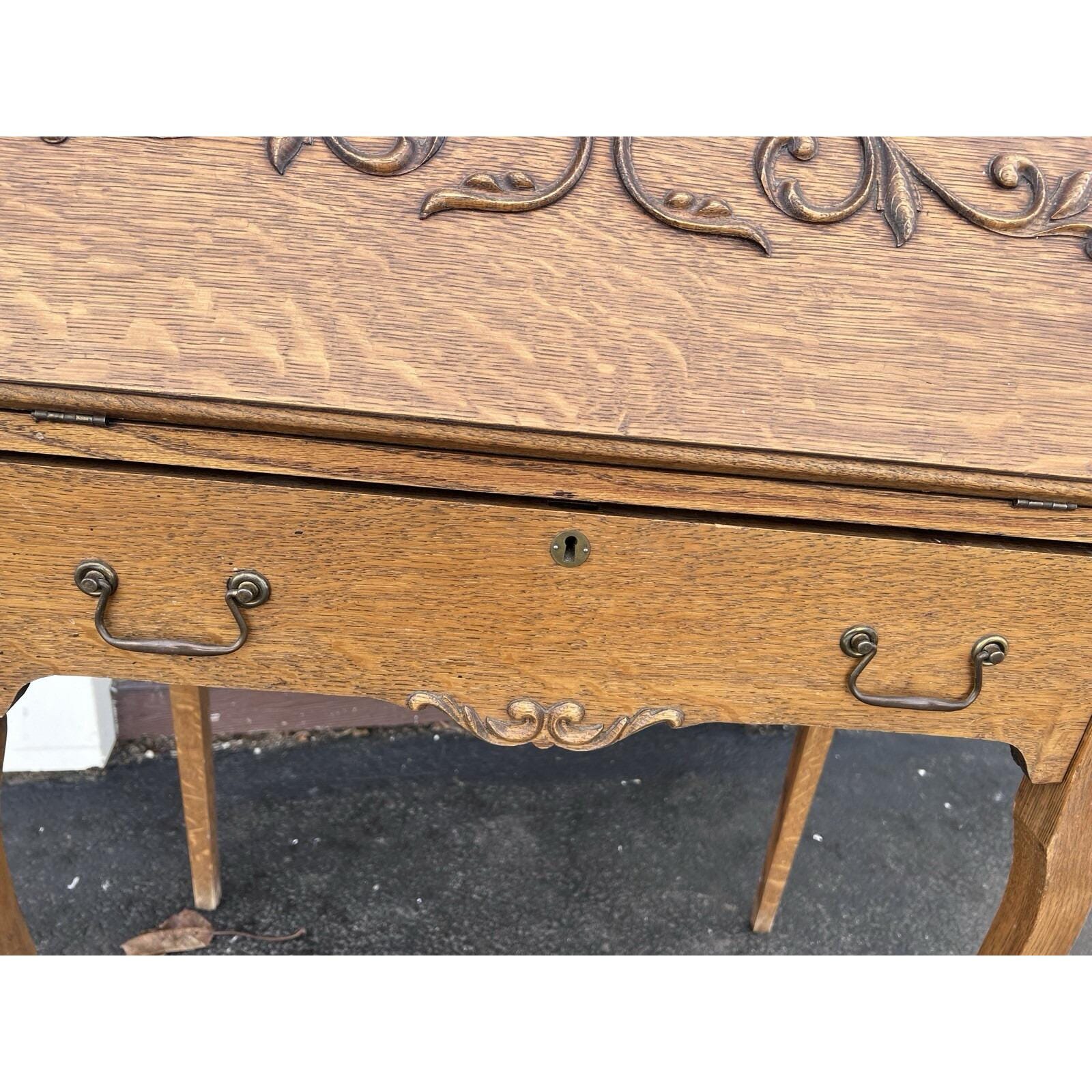 Antique Larkin Co. Victorian Oak Wood Drop Front Secretary Desk ...