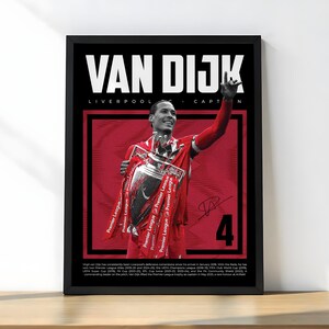 Virgil Van Dijk Liverpool Poster, Black Themed Premier League Champion ...