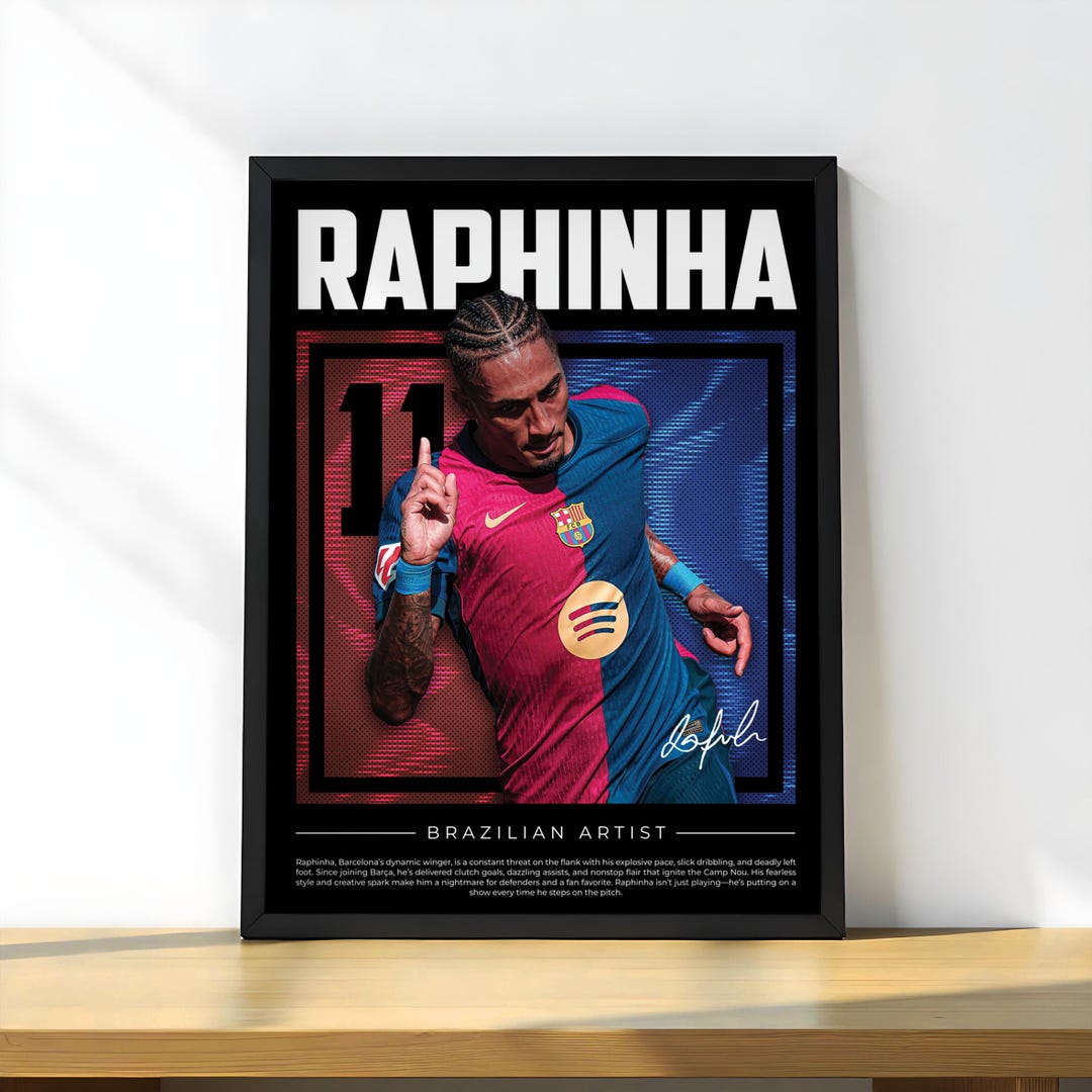 Raphinha FC Barcelona Digital Poster, Barça Wall Art, Football Winger ...
