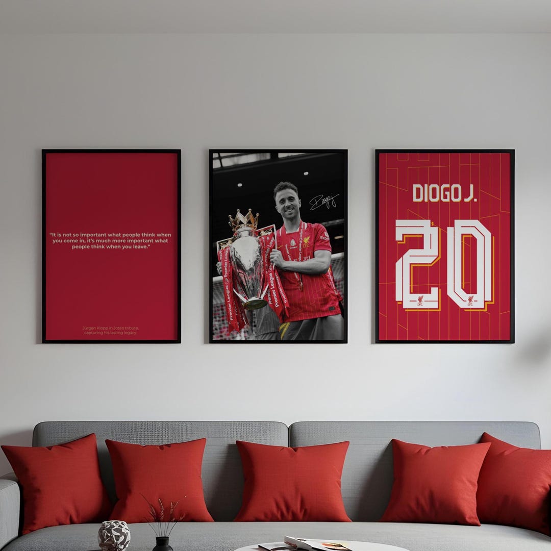Diogo Jota Triptych Wall Art, Liverpool FC Poster Set, Football Fan ...