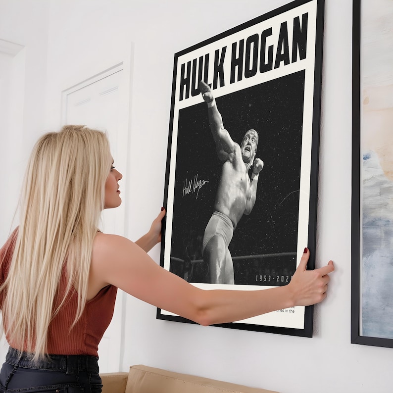 Hulk Hogan Tribute Poster – Wrestling Legend Memorial Print – Black ...