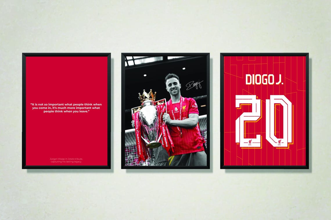 Diogo Jota Triptych Wall Art, Liverpool FC Poster Set, Football Fan ...