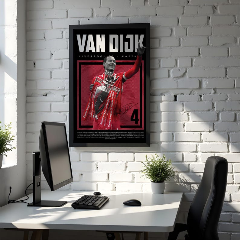 Virgil Van Dijk Liverpool Poster, Black Themed Premier League Champion ...