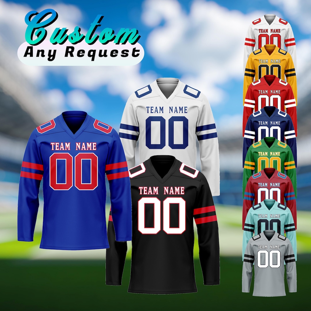 Custom Long Sleeve Jersey Shirt, Personalized Name Number Logo Team ...