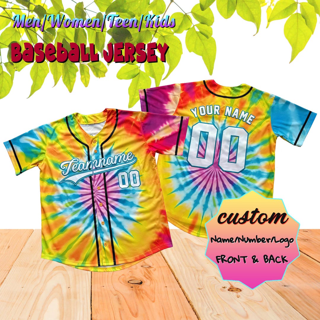 Personalized Tie Dye Baseball Jersey Shirt, Add Your Own Design, Custom ...