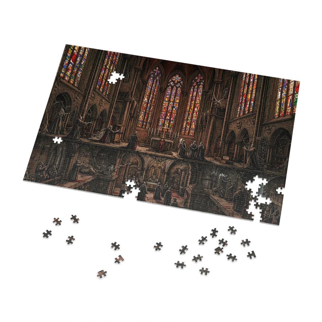 Puzzle Tin, Gothic Cathedral Blood Ritual, Jigsaw Game, Templar Design ...