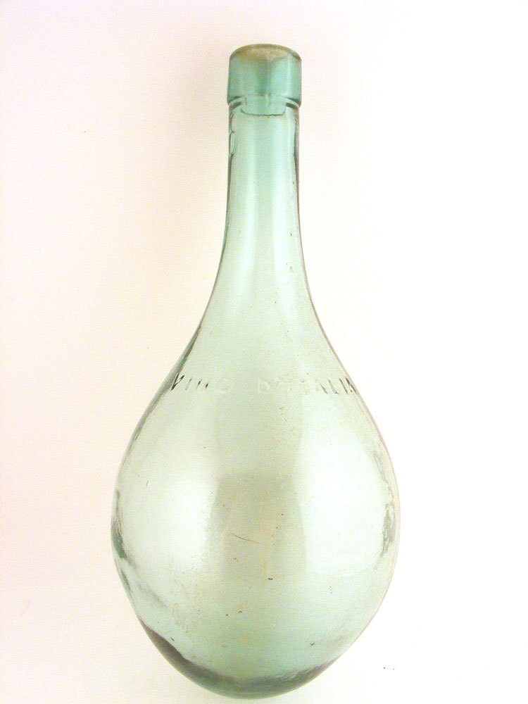 Vintage Round Bottom Wine Bottle Vino D Italia Green Glass | Etsy