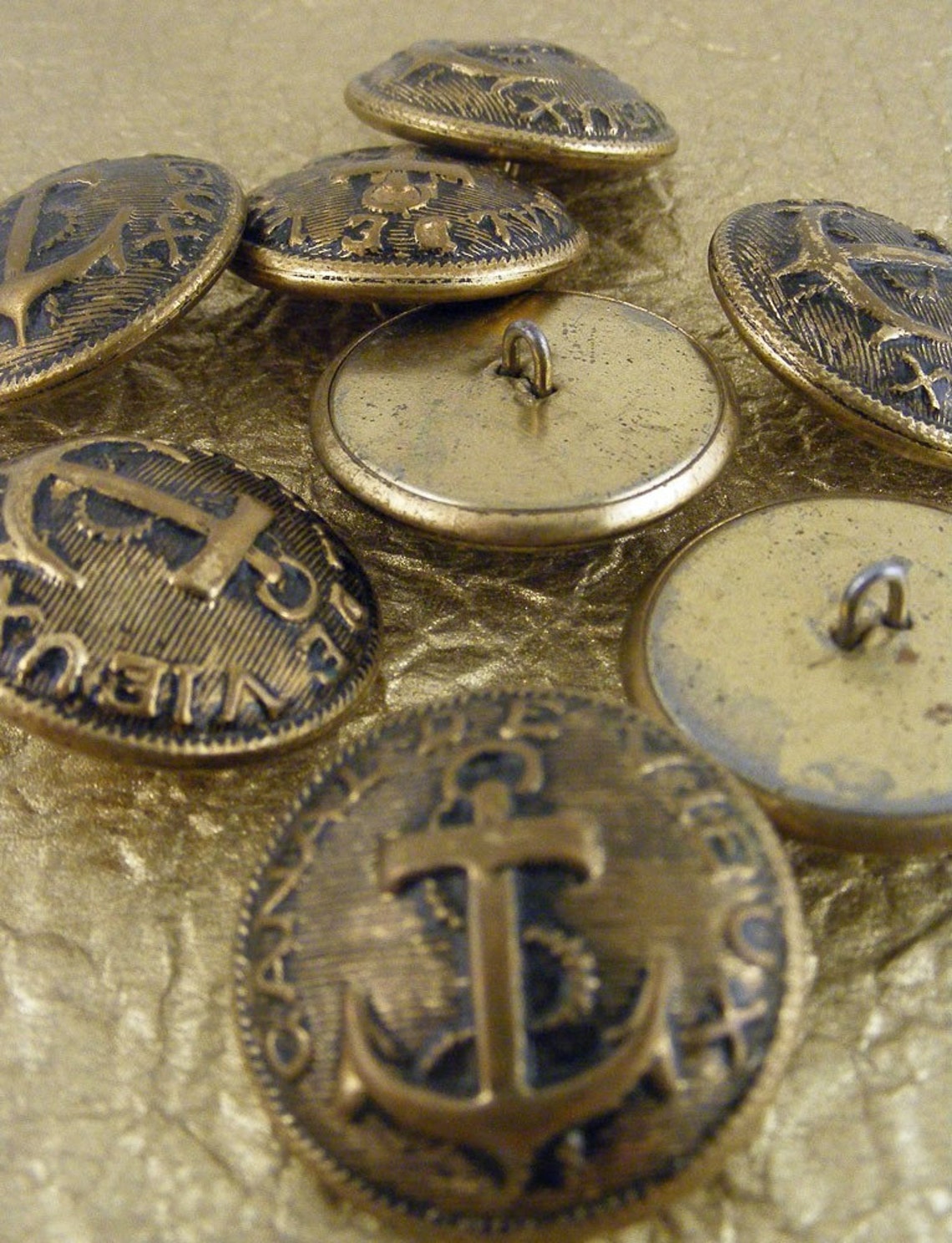 Vintage Canal De Vieux Brass Anchor Nautical Buttons Lot Of 8 Etsy