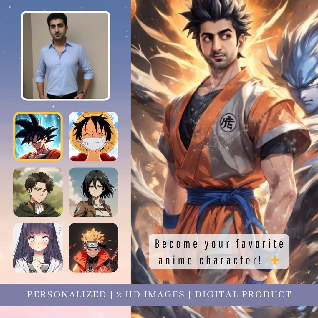 Turn Your Photo Into Your Favorite Anime Character – Custom Art - Etsy ...