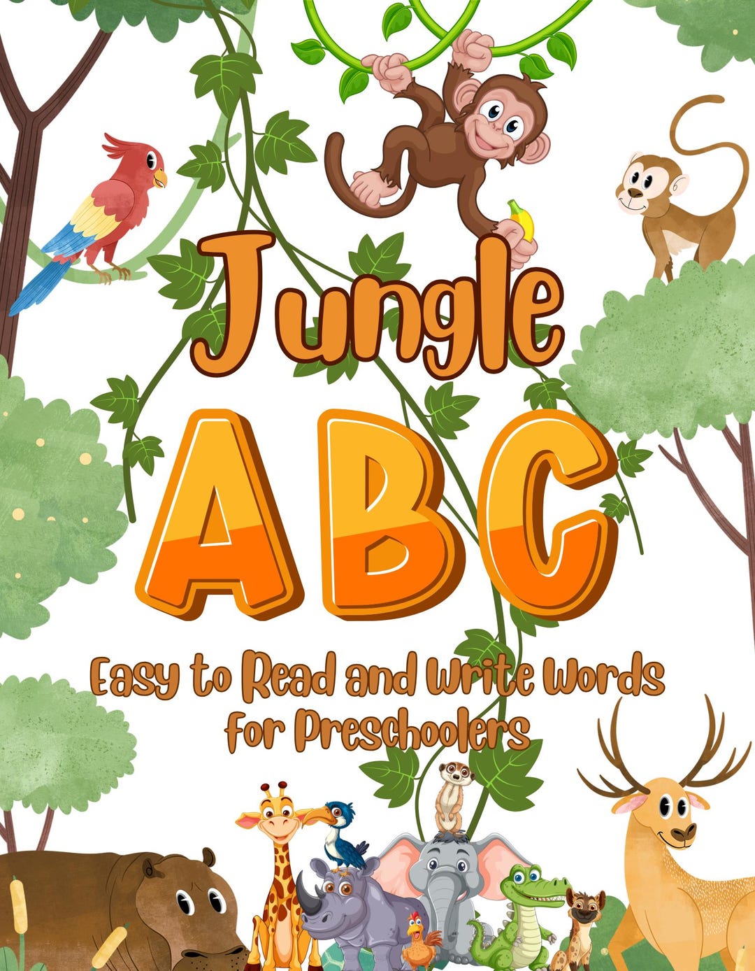 Jungle ABC Easy to Read and Write Words for Preschoolers - Etsy