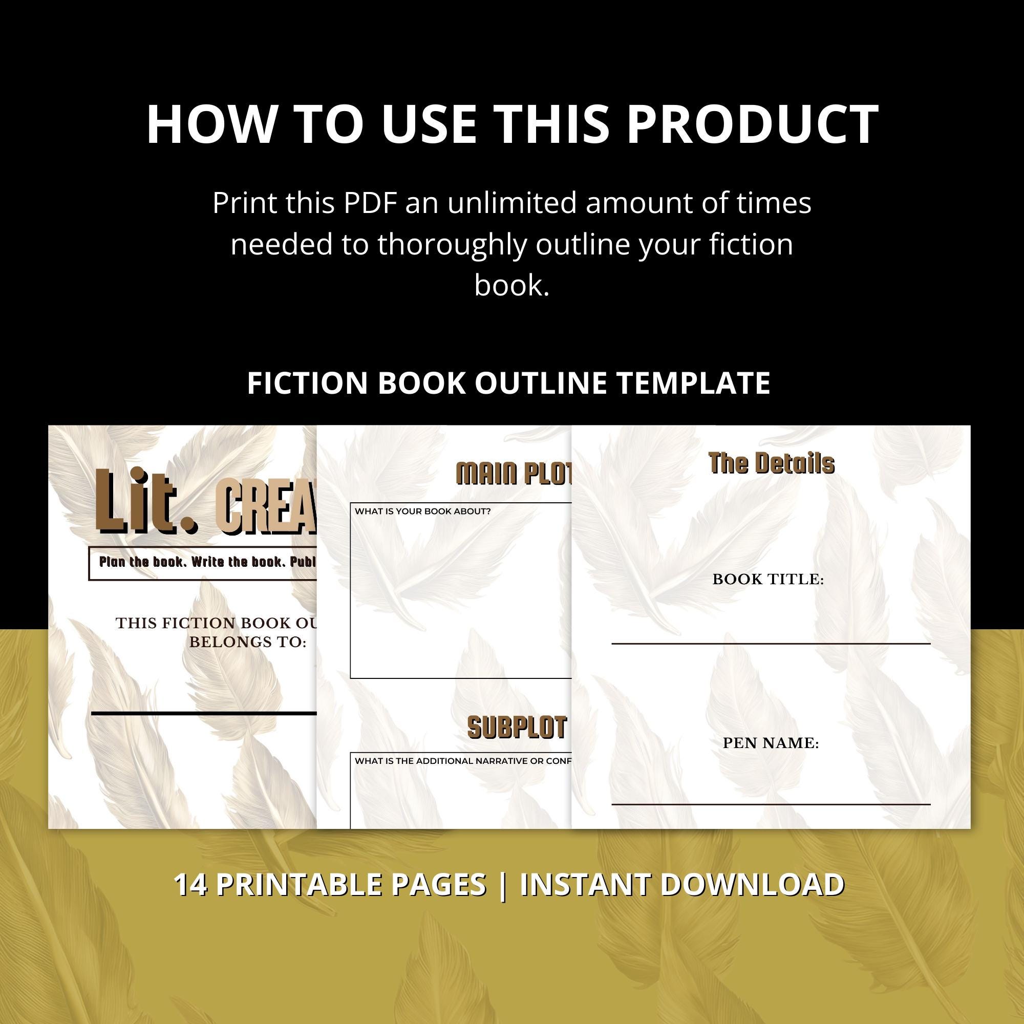 Fiction Book Outline Template Printable | Digital Fiction Outline Book ...