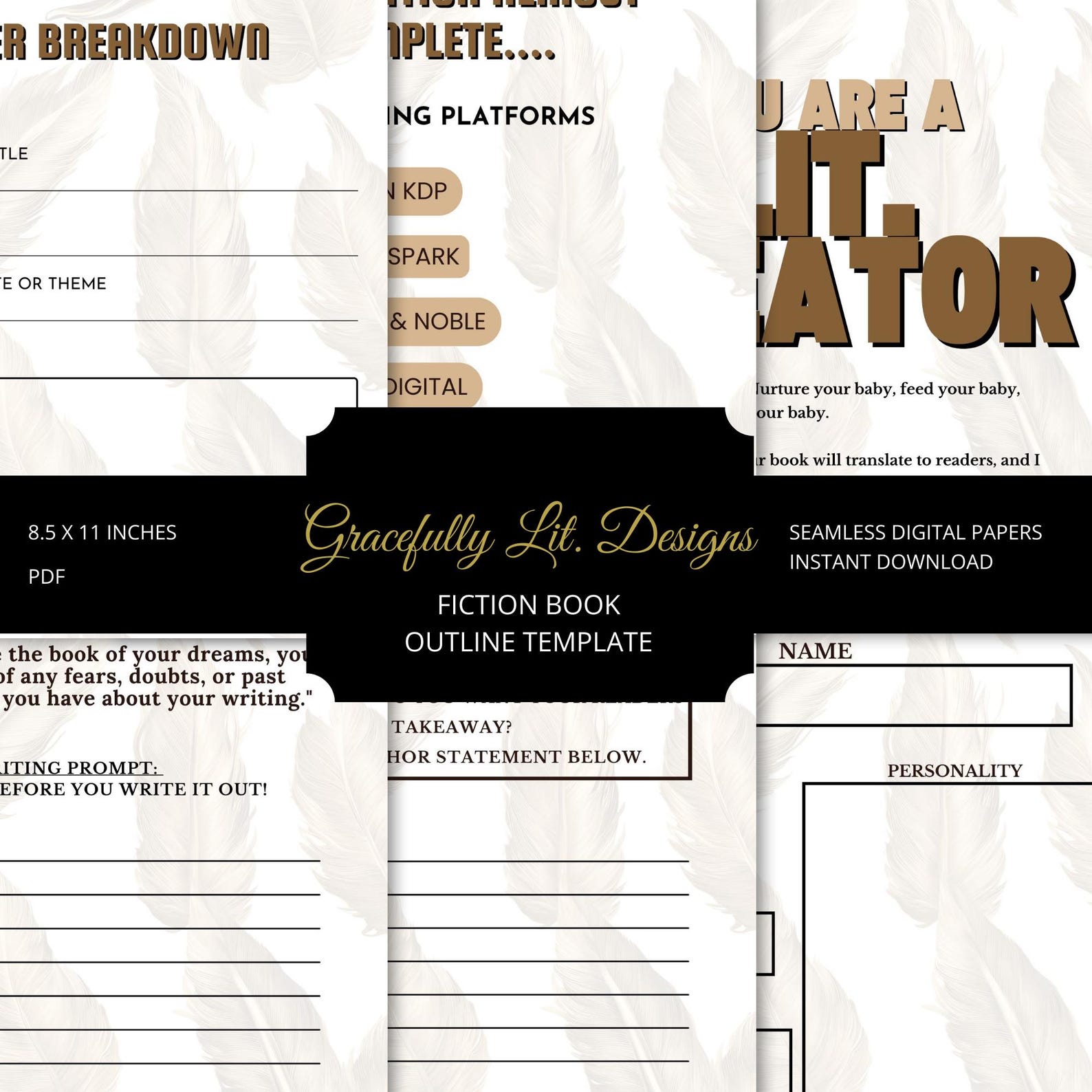 Fiction Book Outline Template Printable | Digital Fiction Outline Book ...