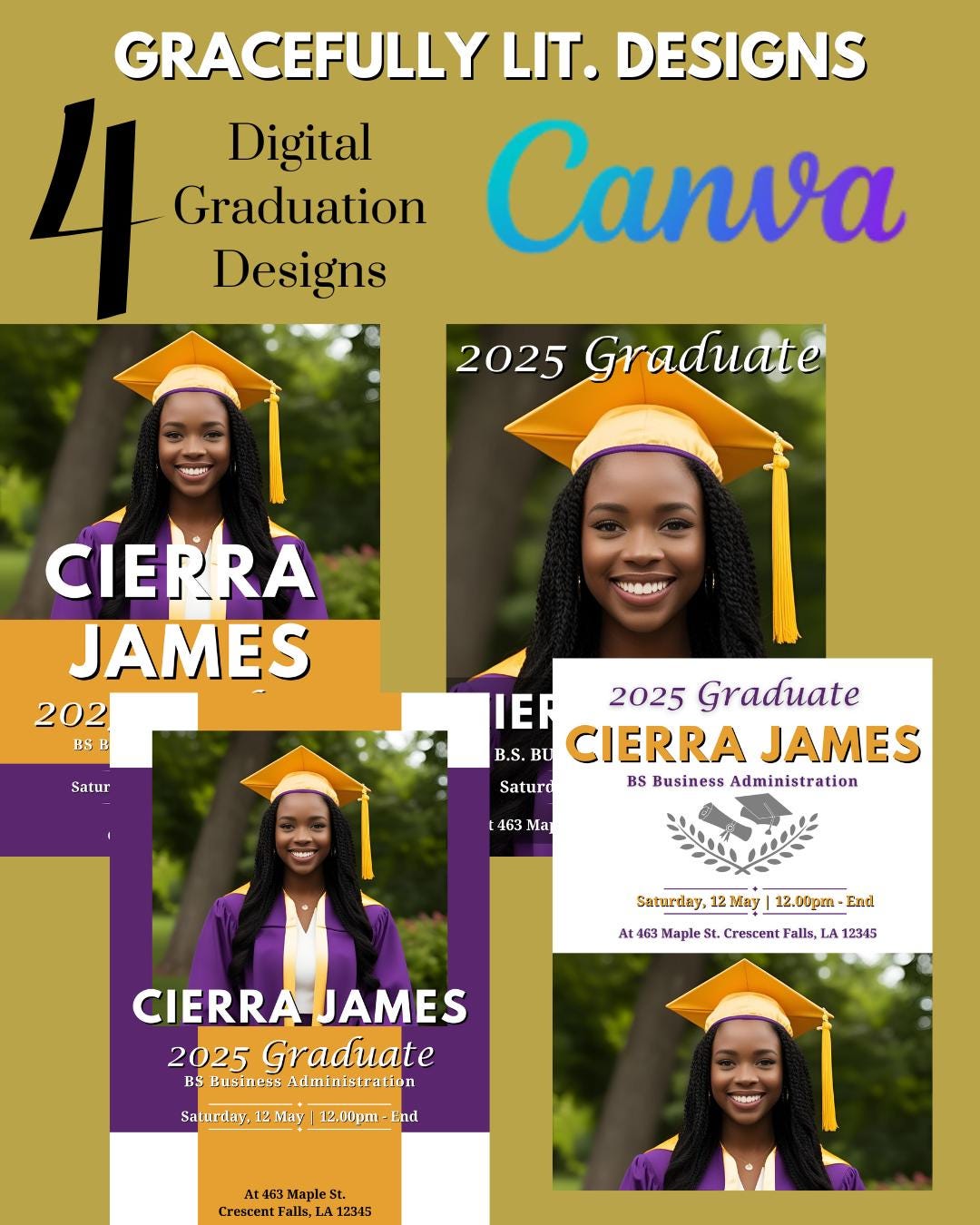 Digital 2025 Graduation Invitation | Canva Template | Self Edit ...