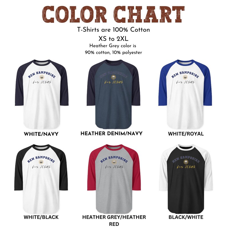 Varsity Sporty Raglan T Shirt: New Hampshire for Jesus Raglan - Etsy