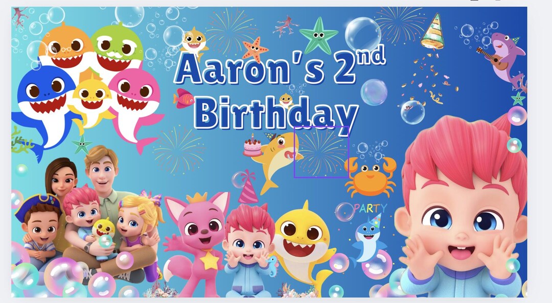 Bebe Finn and Baby Shark Pingfon Digital Editable Birthday Banner - Etsy