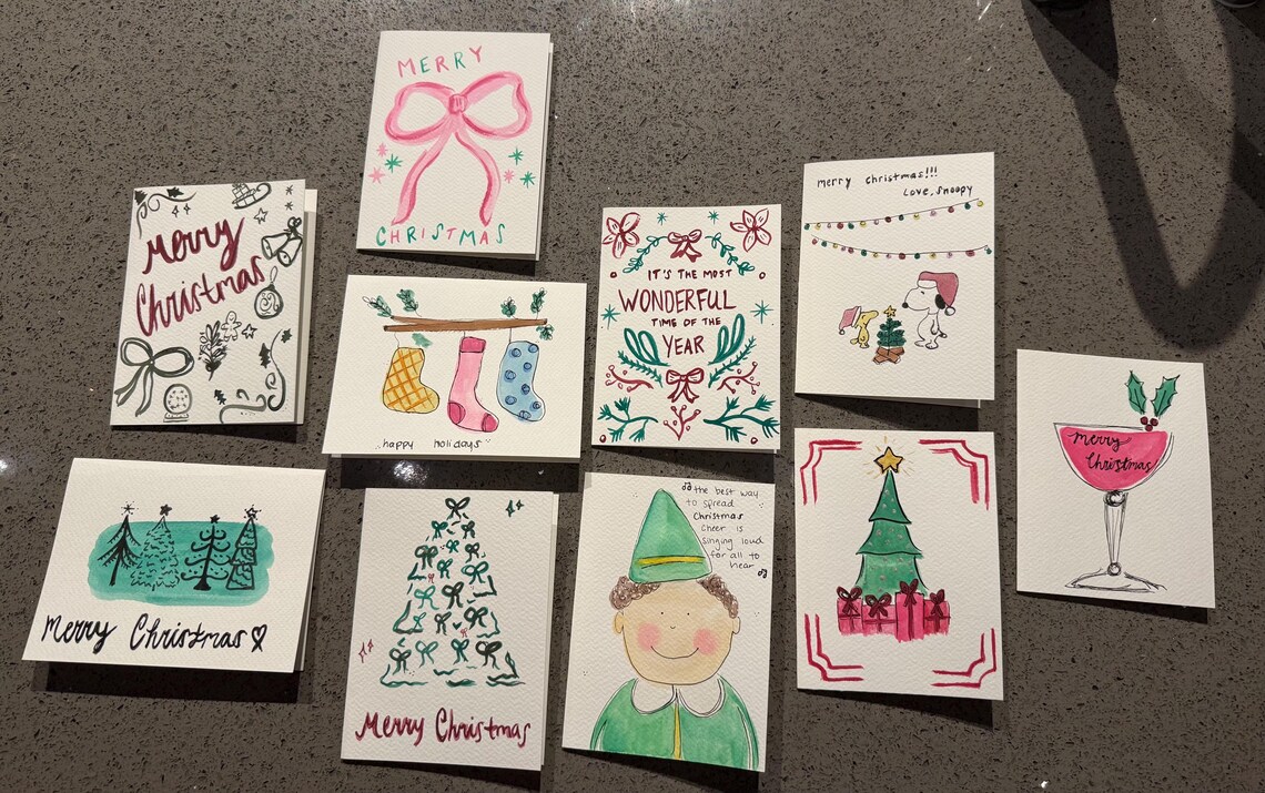 Hand Painted Watercolor Heart Cards: All Occasions, Set of 5 - Etsy
