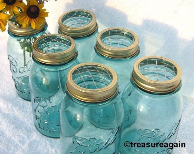 Gold Flower Frog Lids 6 DIY Wedding Mason Jar Flower Frog Lids, Mason ...