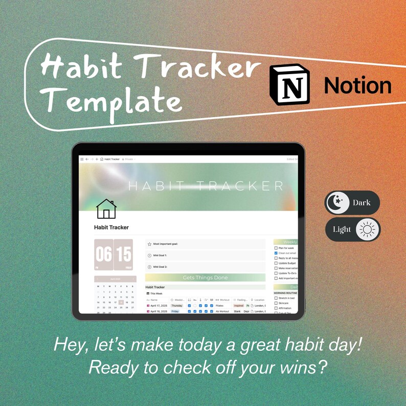 Habit Tracker Notion Template for Daily Routine Notion Productivity ...