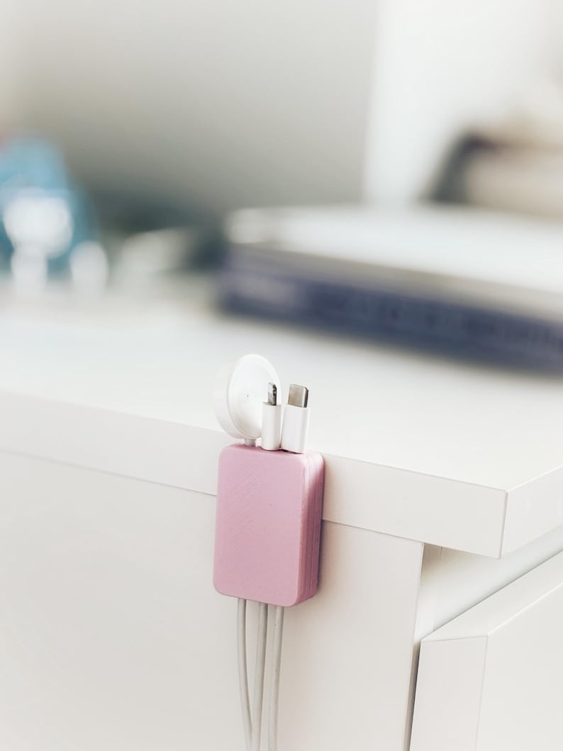 3D Printed Cable Organizer – Minimalist Nightstand Cord Holder - 3 Slot ...
