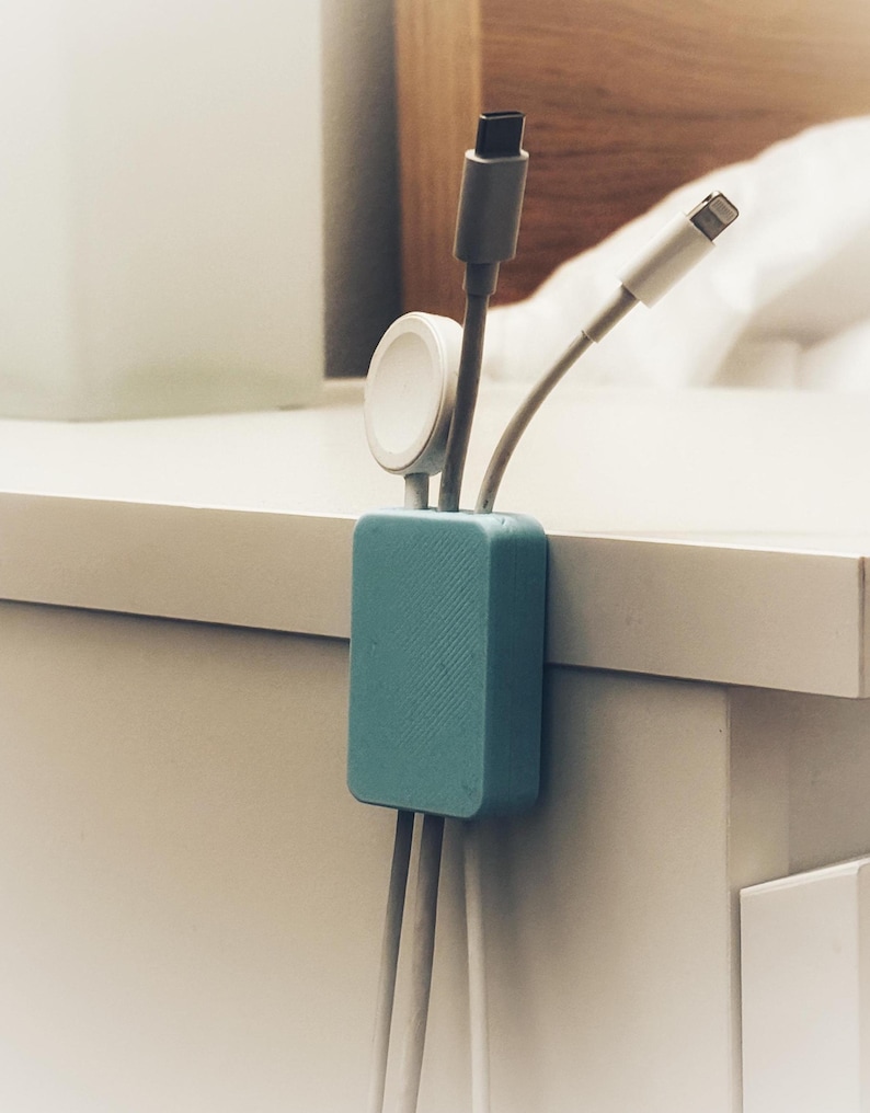 3D Printed Cable Organizer – Minimalist Nightstand Cord Holder - 3 Slot ...