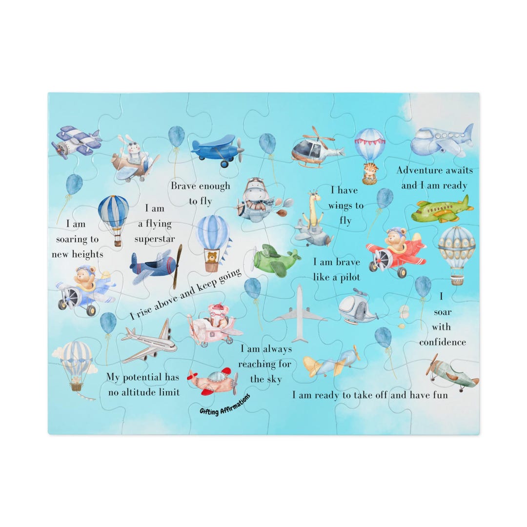 Airplane and Parachute Puzzle for Kids, Colorful Sky Themed, Fun ...