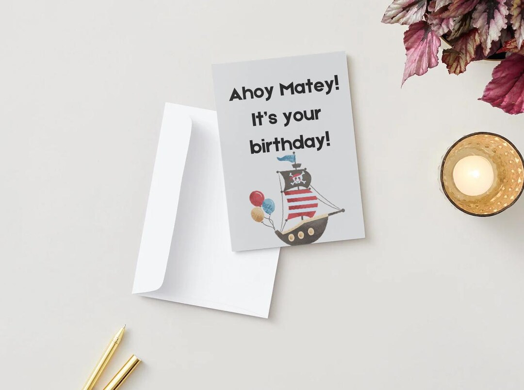Editable Pirate Birthday Card | Printable Kids Birthday Card | Pirate ...