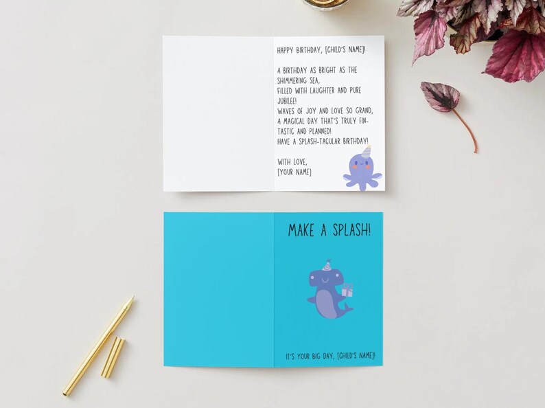 Editable Ocean Animals Birthday Card | Printable Kids Birthday Card ...