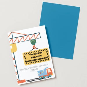 Construction-themed Birthday Invitation & Thank You Card Template ...