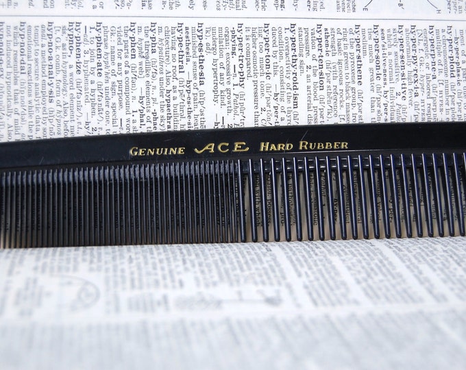 Hair Comb Ace Hard Rubber Men's Vintage Black Back Pocket Barber Comb ...