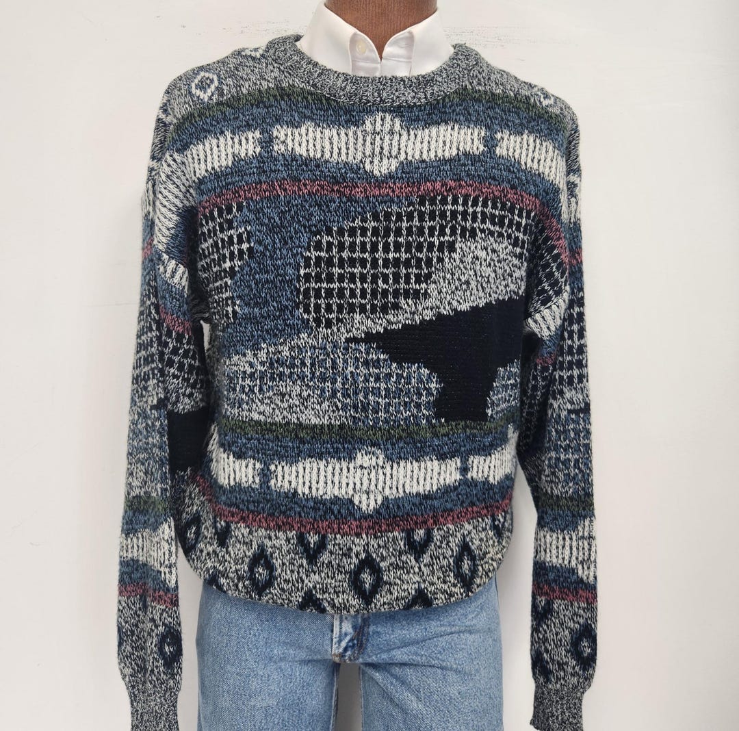 Vintage 1970's Campus Abstract Pattern Large - X-large Acrylic Crewneck ...